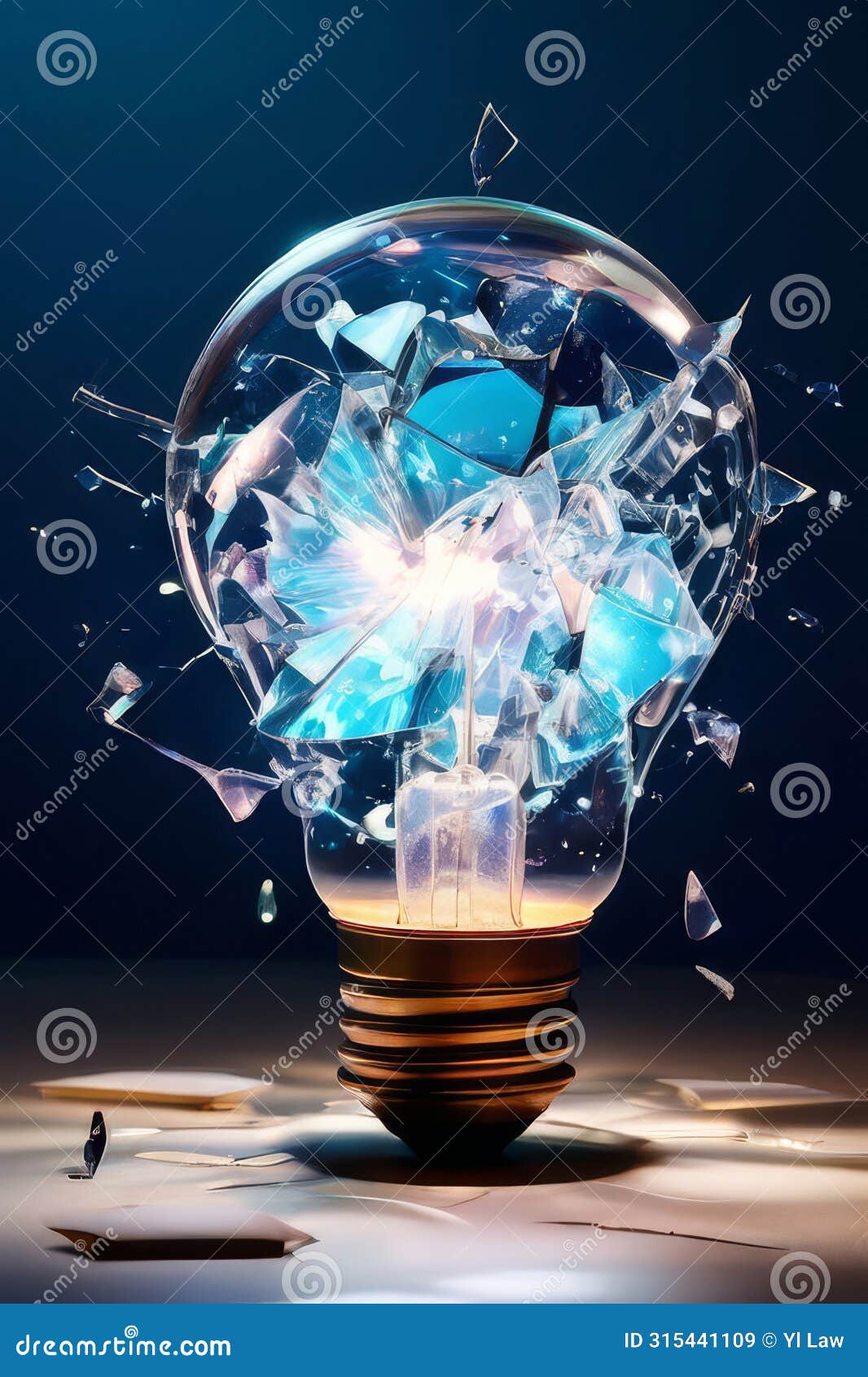 Ordinary Incandescent Light Bulb Stands on a Chip and Burns at Night ...