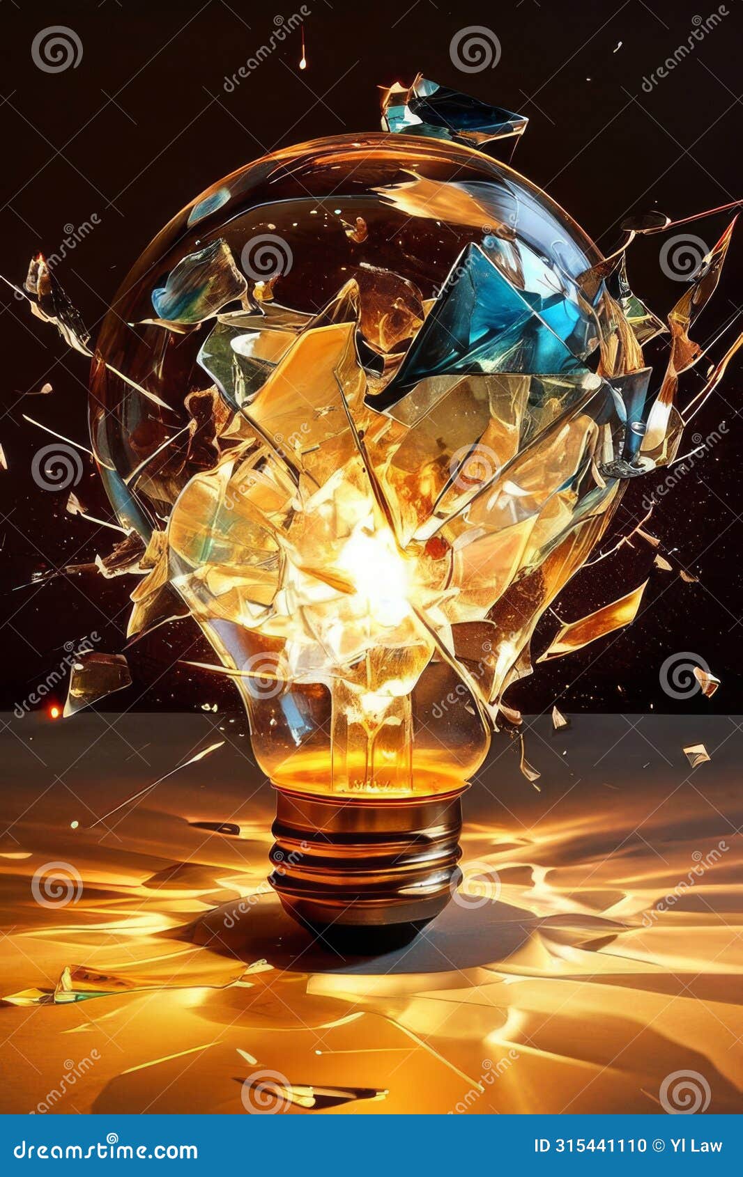 Ordinary Incandescent Light Bulb Stands on a Chip and Burns at Night ...
