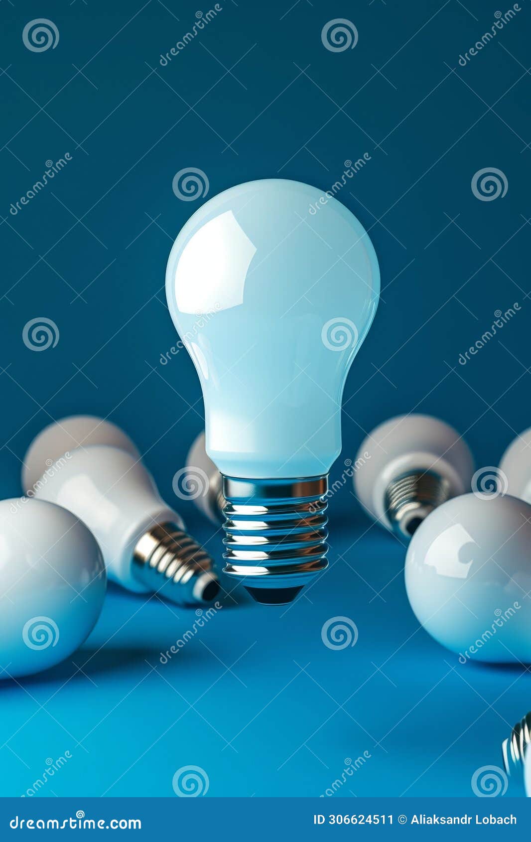 An Ordinary Incandescent Light Bulb Stands on the Table and Burns at ...