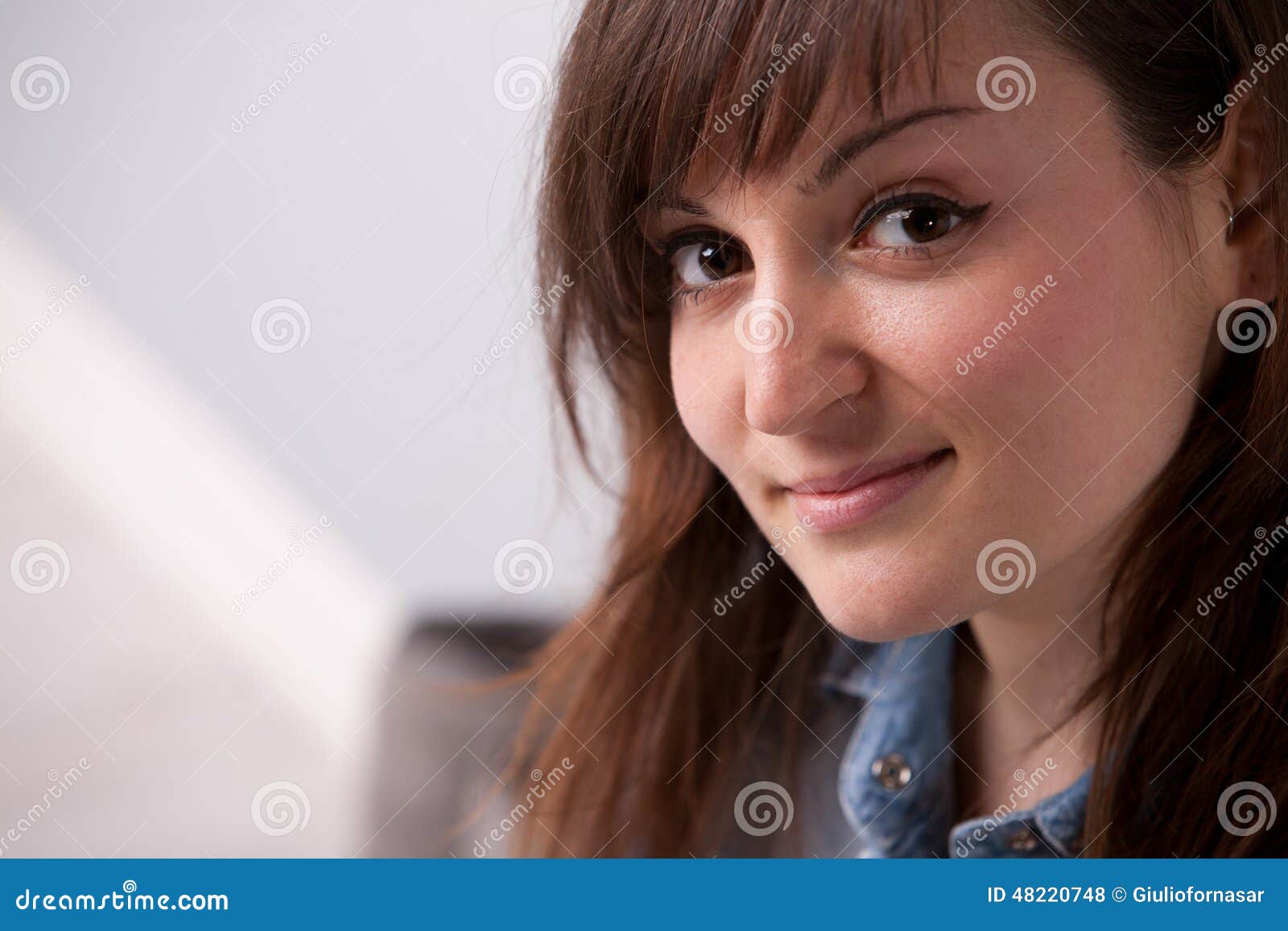 Ordinary Nice Woman Smiling at Home Stock Photo - Image of choice ...