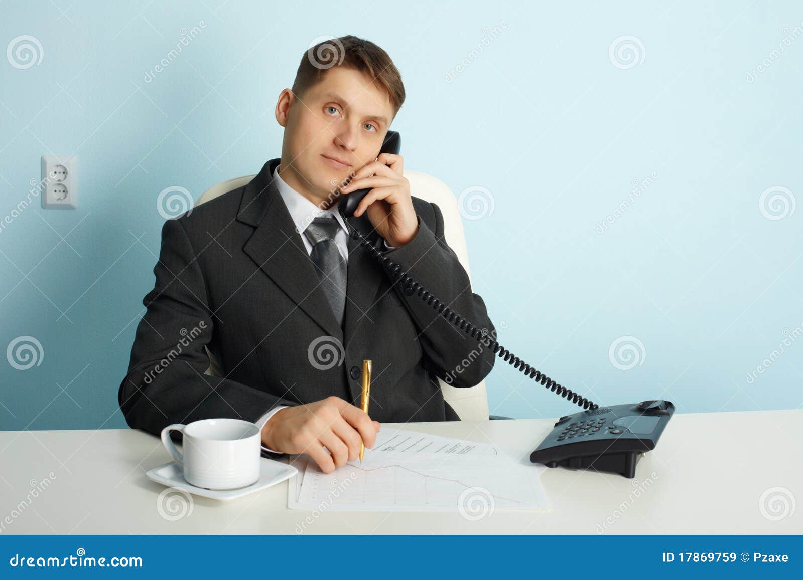Ordinary Official in Office - Talking on Phone Stock Image - Image of ...