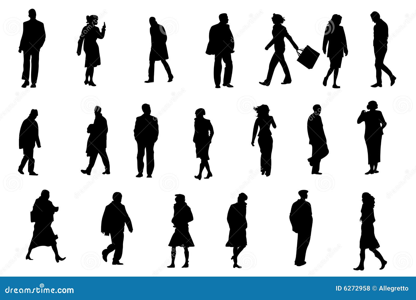 Ordinary People Silhouettes Stock Illustration - Illustration of young ...