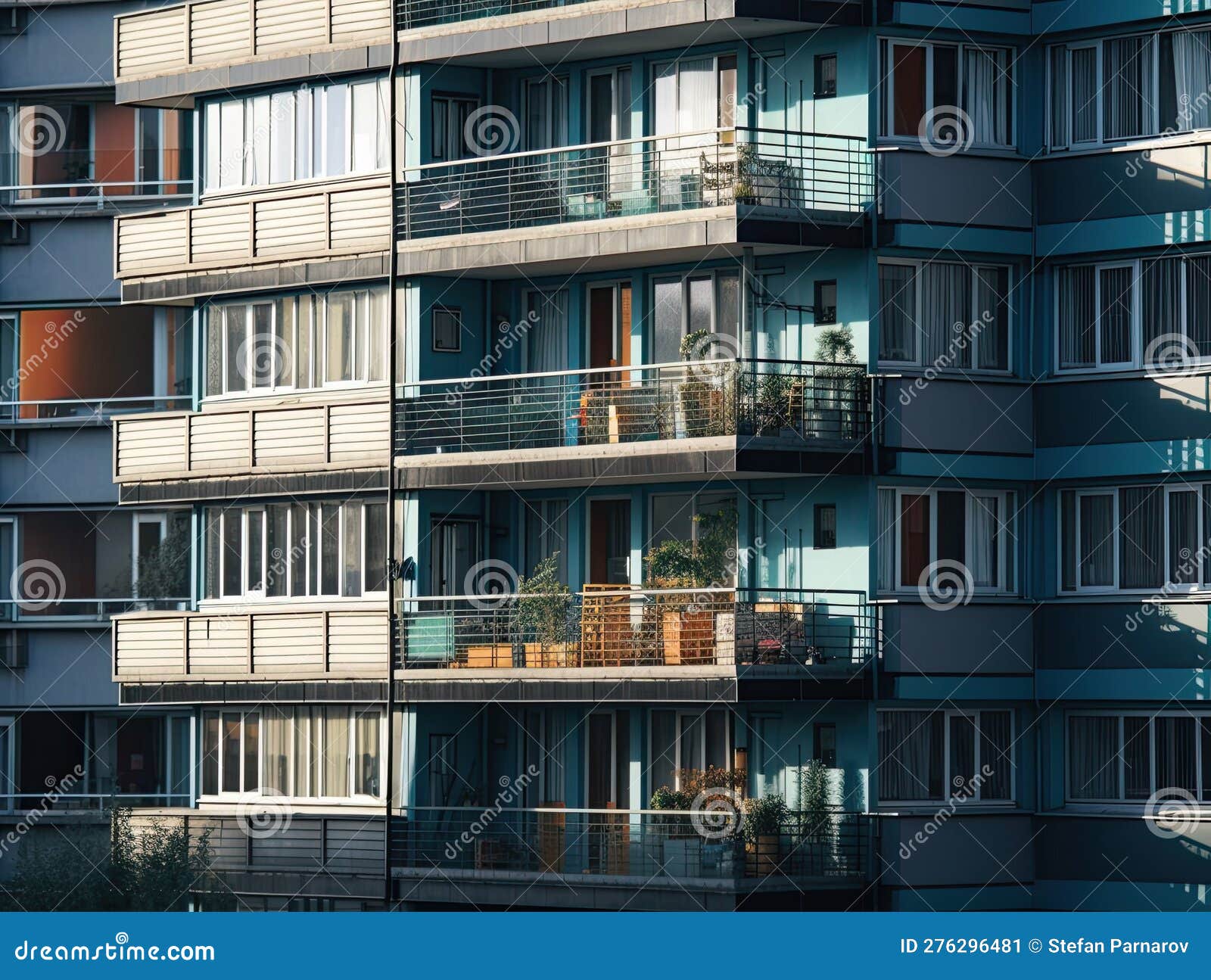 Ordinary Residential Building Balconies, Ai-generated Artwork Stock ...