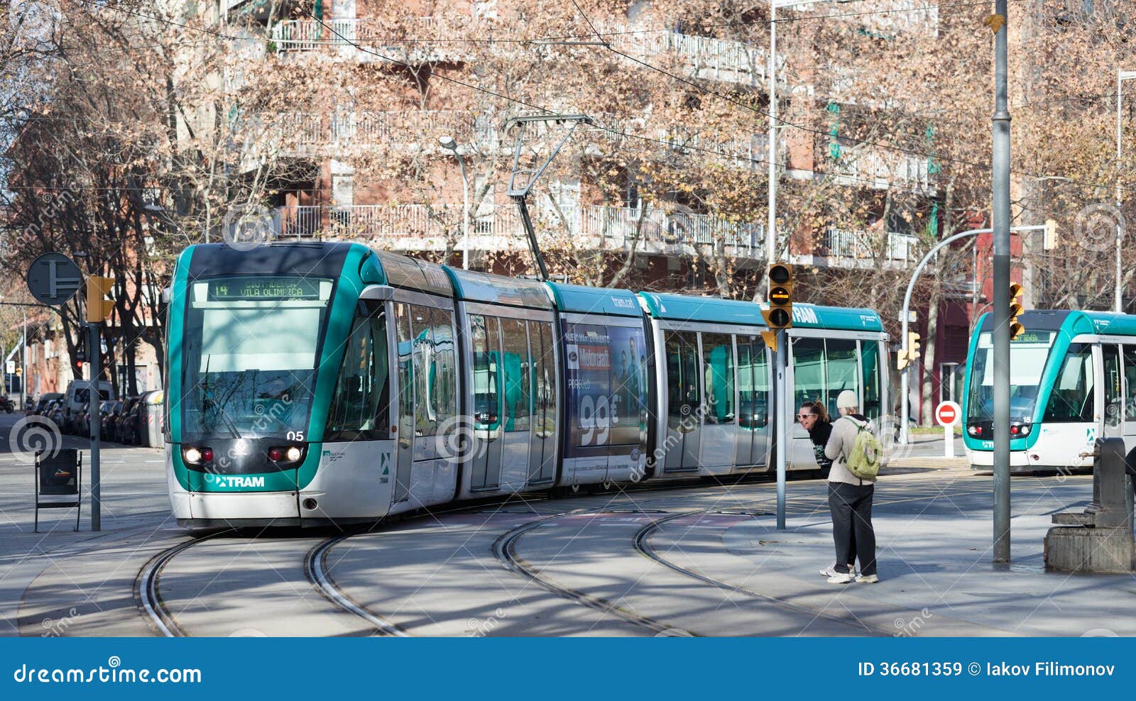 Ordinary Tramway on Street in Barcelona Editorial Stock Image - Image ...
