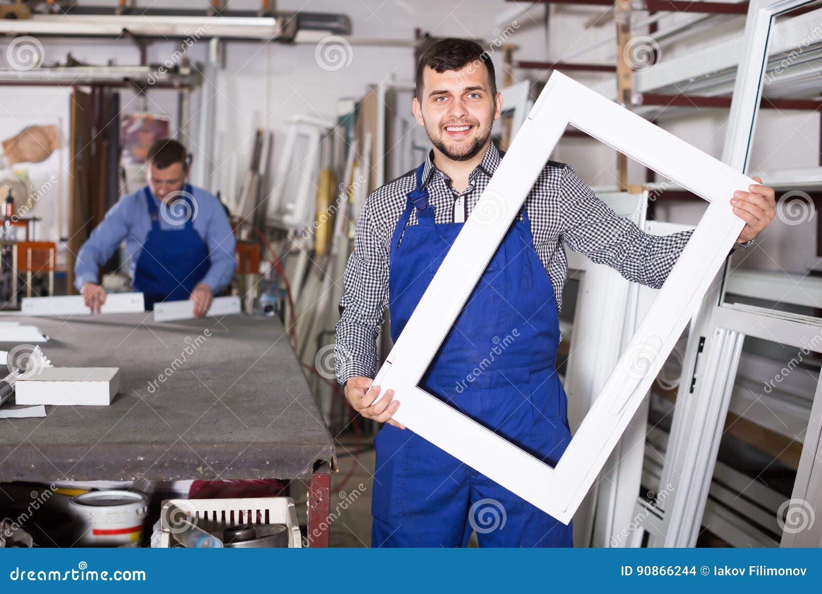 Ordinary Workers with Different PVC Windows Stock Photo - Image of ...