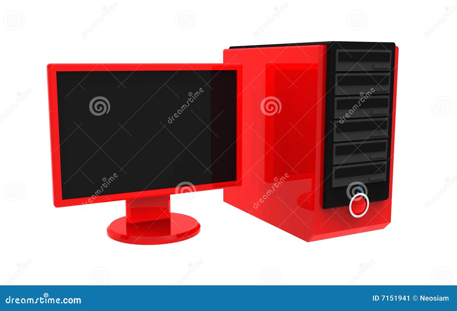 Ordinateur De Bureau Rouge D'isolement Illustration Stock ...