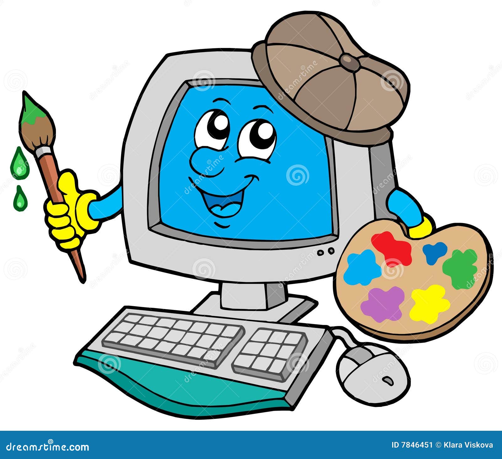 Ordinateur De Dessin Animé D'artiste Illustration de Vecteur ...