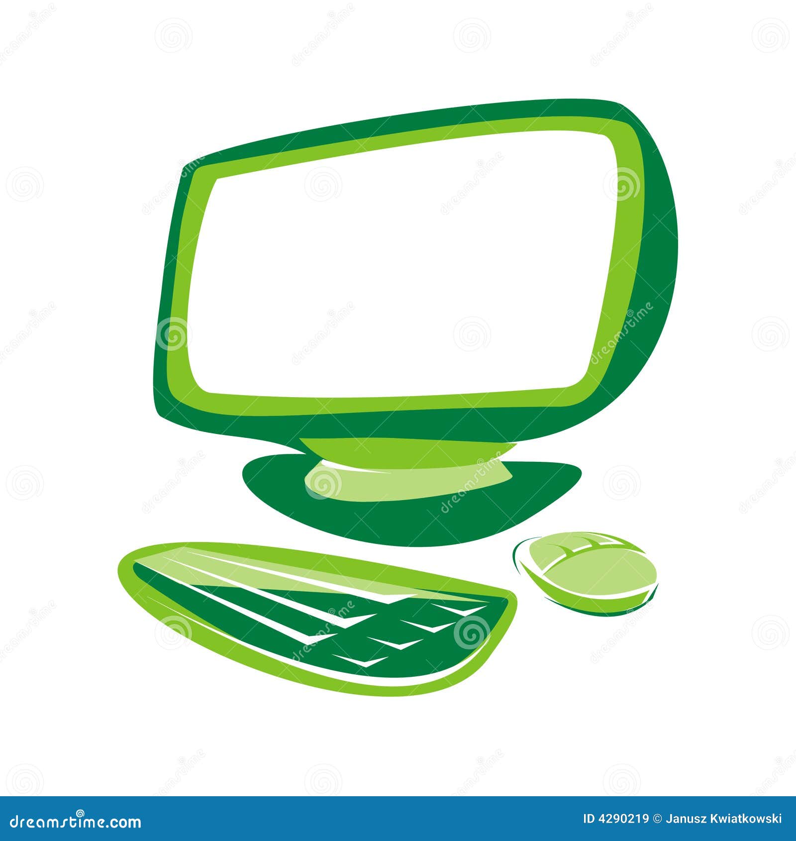 Ordinateur vert illustration de vecteur. Illustration du données - 4290219