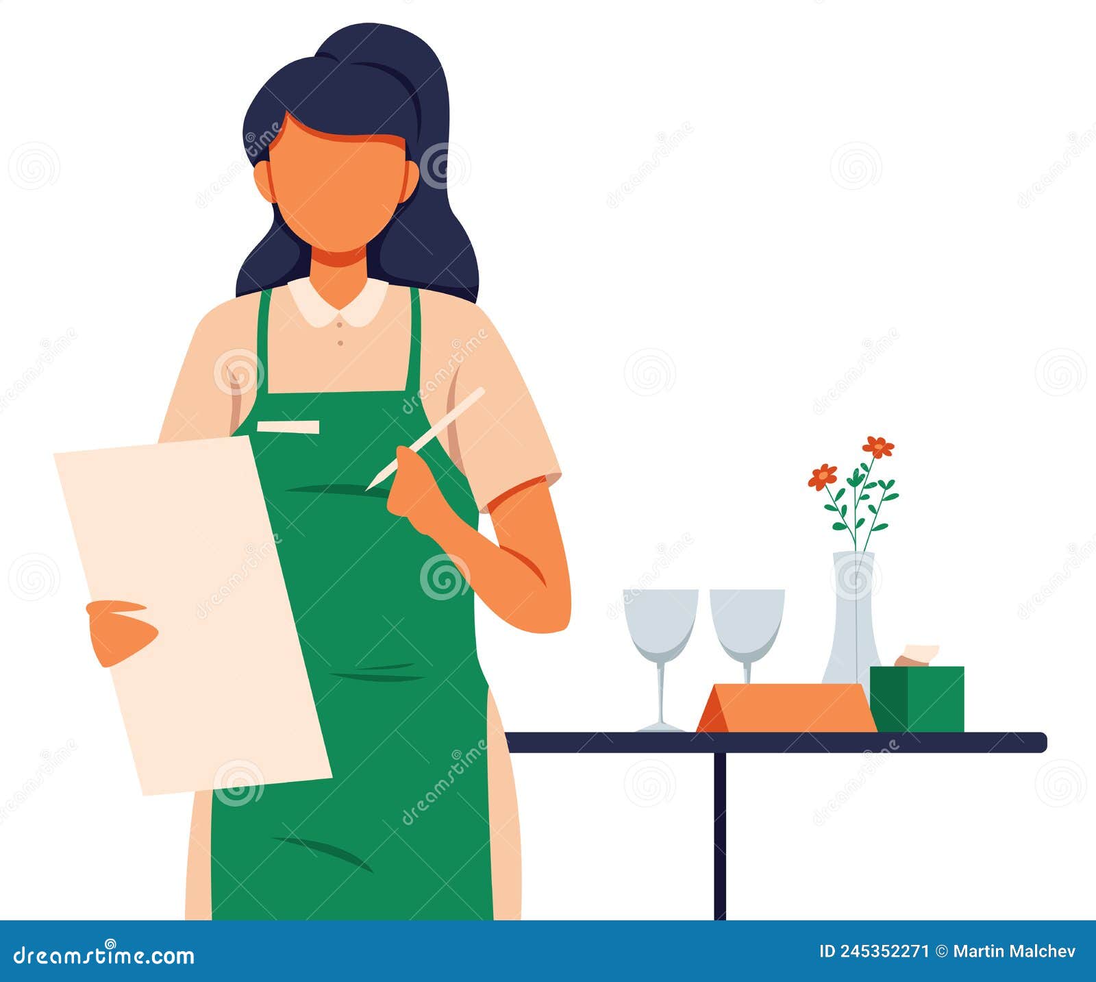 Ordre de la serveuse illustration de vecteur. Illustration du ...