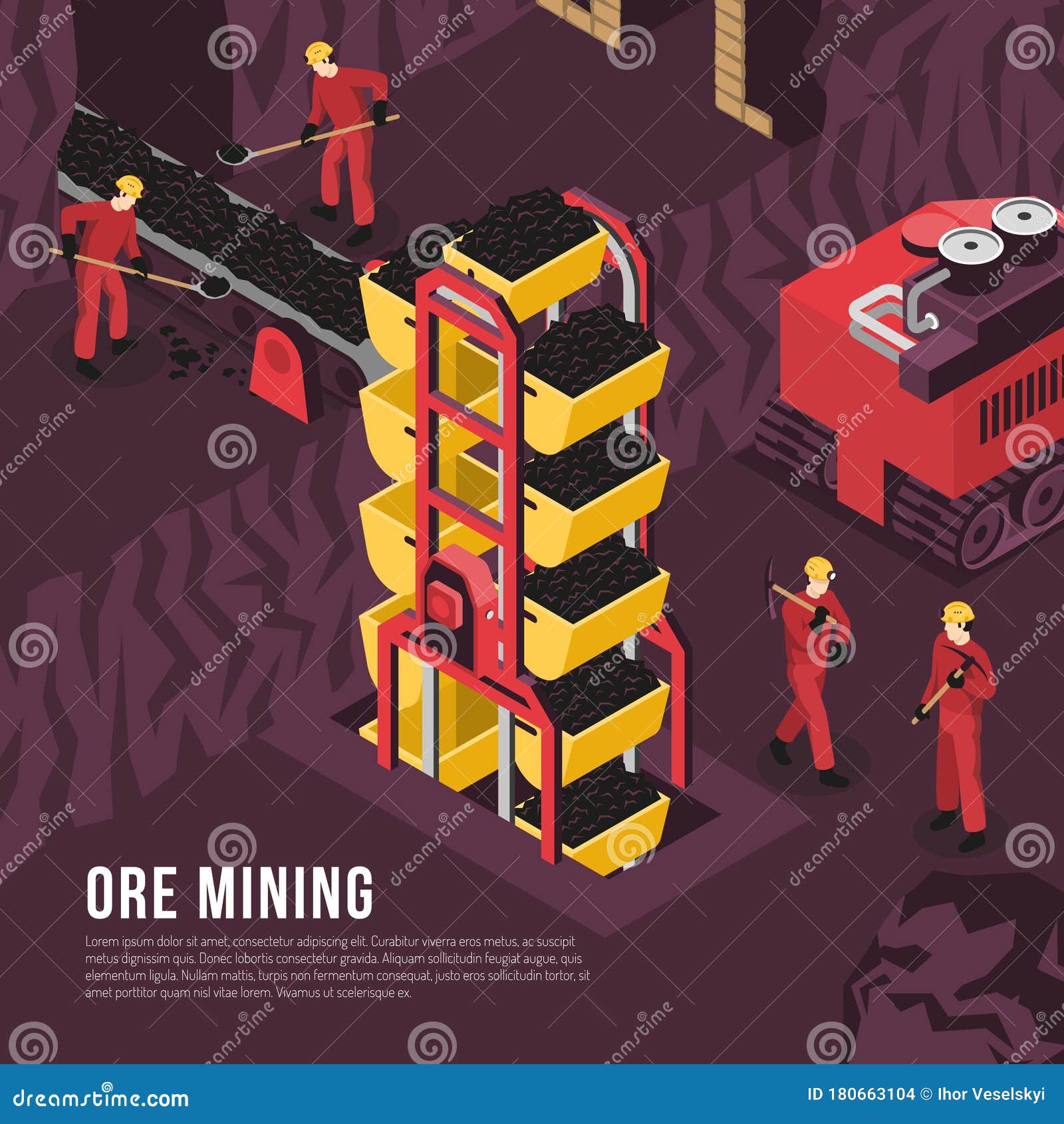 Ore Mining Process Isometric Illustration Stock Illustration ...