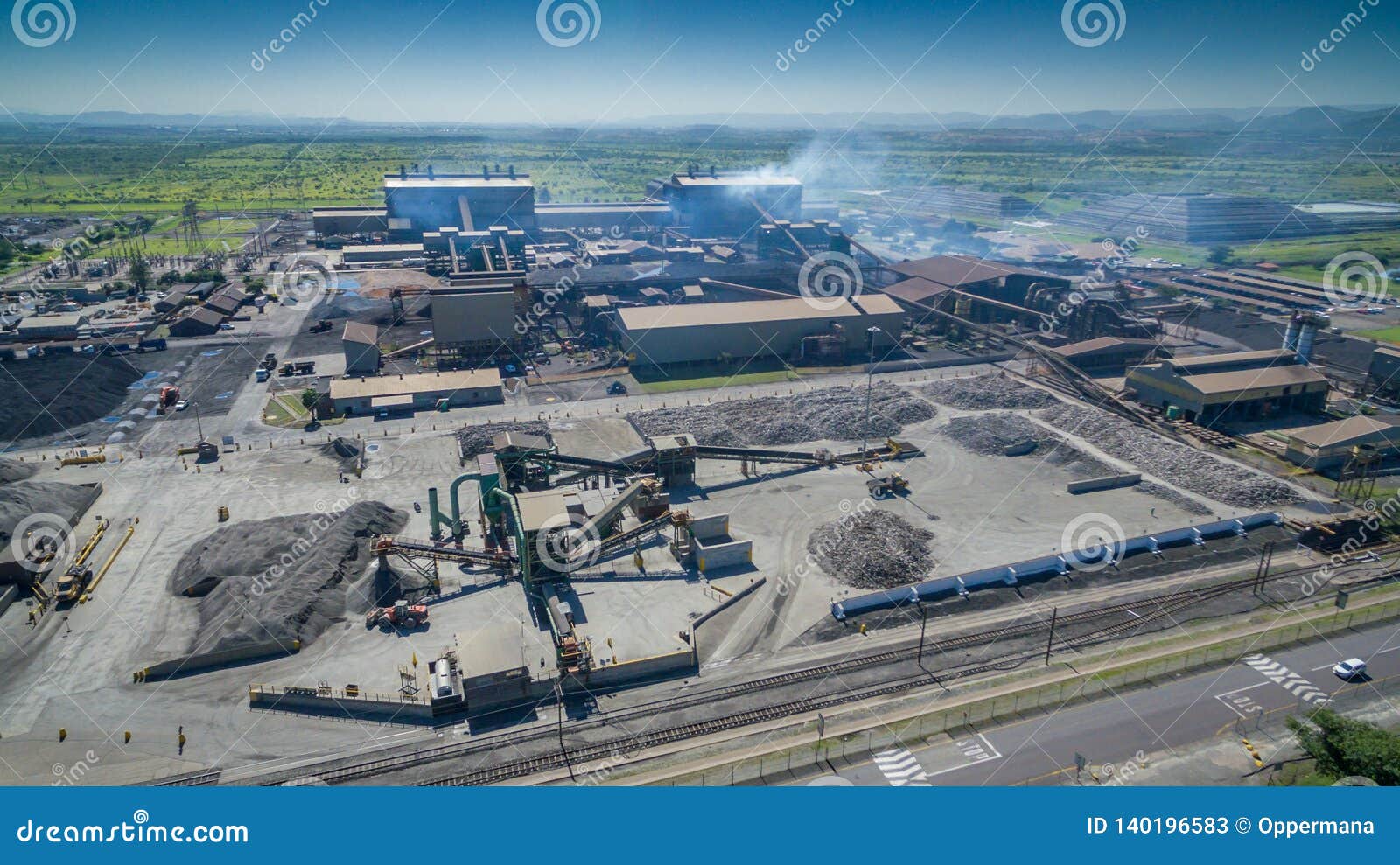 Ore Processing, Smelting and Pelletizing Plant Seen from Above on a ...