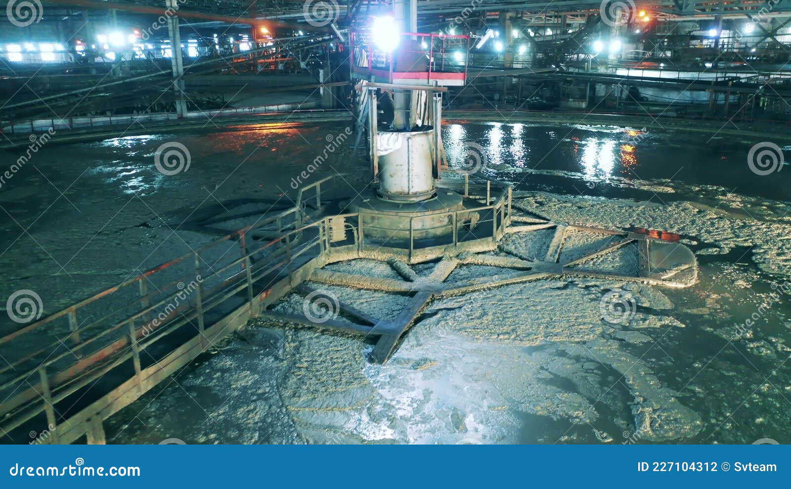 Ore Refinery Plant with Polluted Waters Surrounding it Stock Footage ...