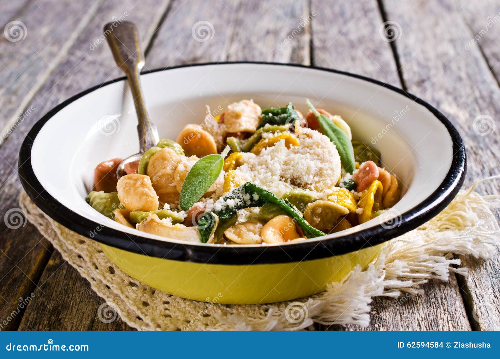 Orecchiette Pasta with Garlic and Sage Stock Photo - Image of italy ...