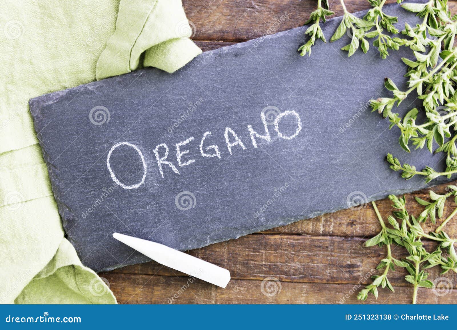 Oregano and Chalkboard Sign Stock Photo - Image of herb, twig: 251323138