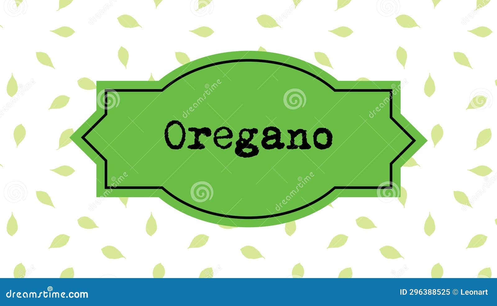 Oregano Herb Label, Green Background Stock Illustration - Illustration ...