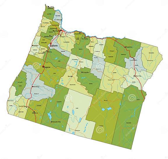 Detailed Editable Political Map with Separated Layers. Oregon Stock ...