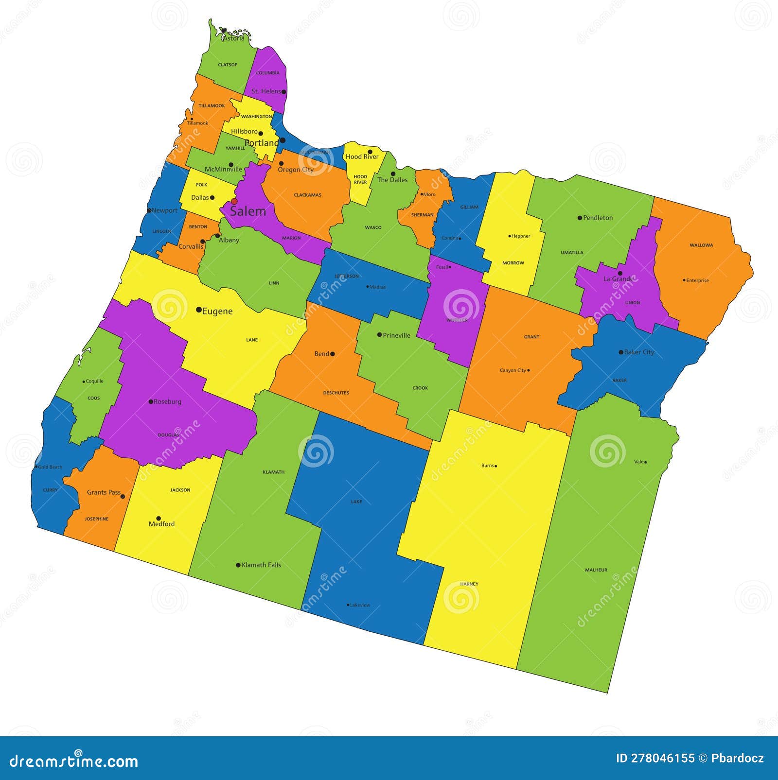 Colorful Oregon Political Map With Clearly Labeled, Separated Layers ...
