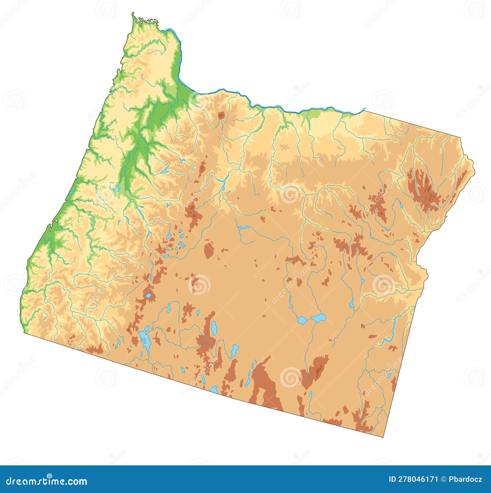Detailed Oregon Physical Map. Cartoon Vector | CartoonDealer.com #278046159