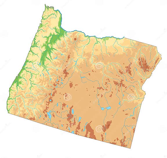 Detailed Oregon Physical Map. Stock Vector - Illustration of mapping ...