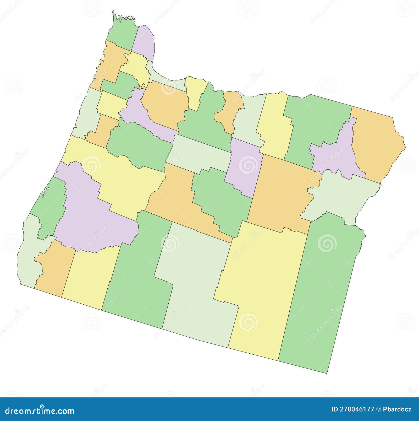 Oregon - Detailed Editable Political Map. Stock Vector - Illustration ...
