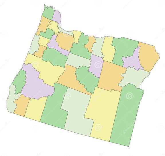 Oregon - Detailed Editable Political Map. Stock Vector - Illustration ...