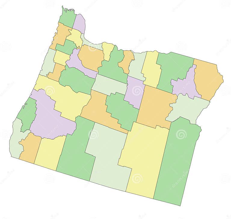 Oregon - Detailed Editable Political Map. Stock Vector - Illustration ...