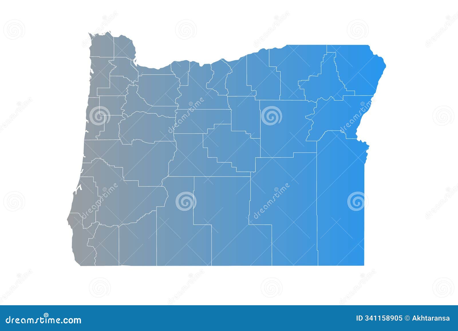 Oregon Administrative Map. Counties Map of Oregon, Blank Map, Empty Map ...