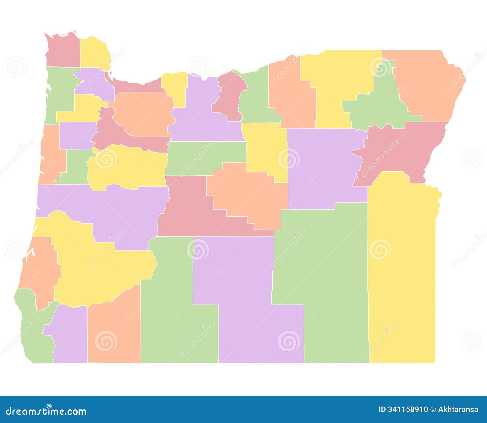 Oregon Administrative And Political Map With Flag Cartoon Vector ...