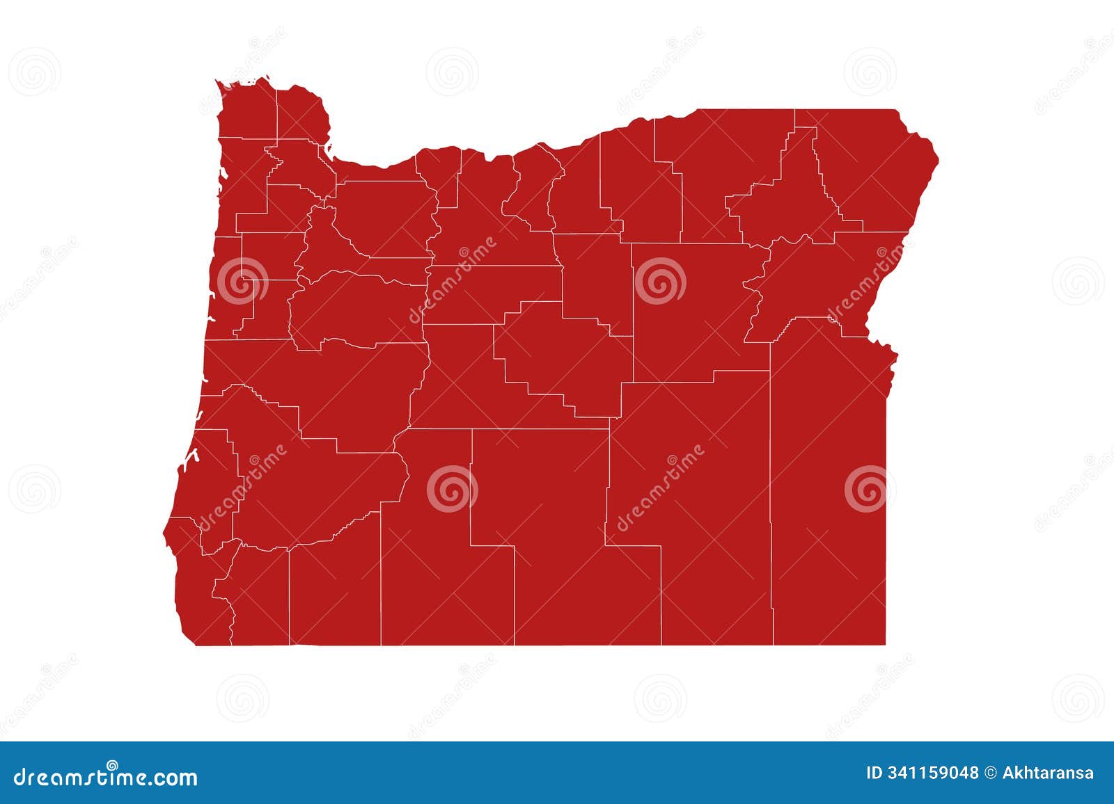 Oregon Administrative Map. Counties Map Of Oregon, Blank Map, Empty Map ...