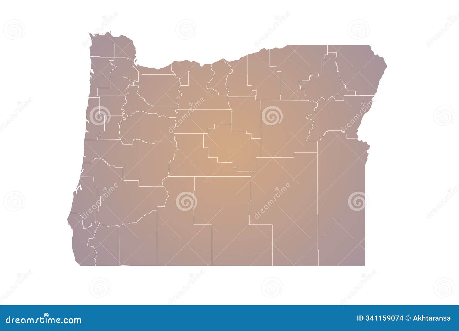 Oregon Administrative Map. Counties Map Of Oregon, Blank Map, Empty Map ...