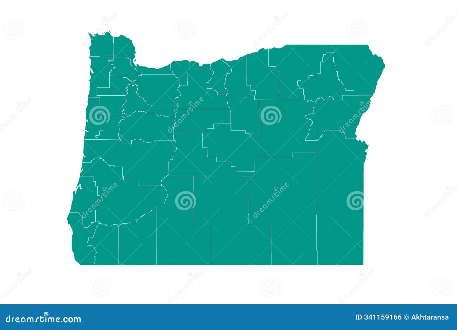 Oregon Administrative Map. Counties Map Of Oregon, Blank Map, Empty Map ...