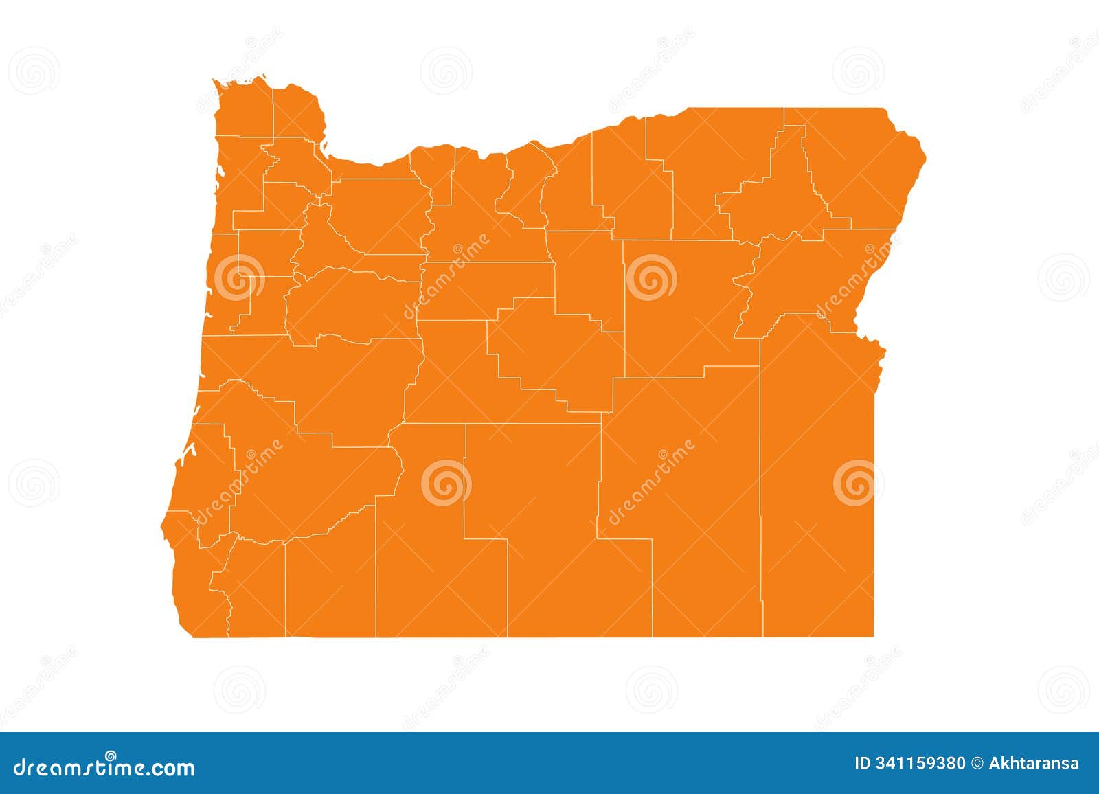 Oregon Administrative Map. Counties Map Of Oregon, Blank Map, Empty Map ...