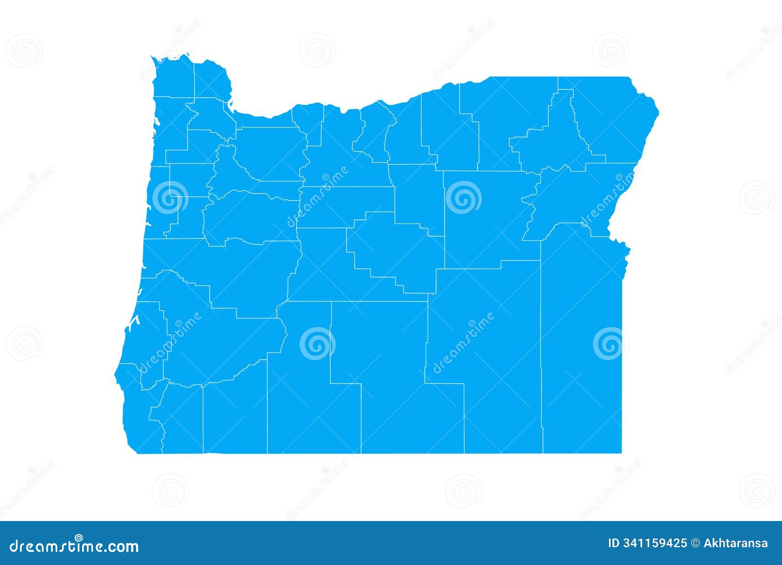 Oregon Administrative Map. Counties Map Of Oregon, Blank Map, Empty Map ...
