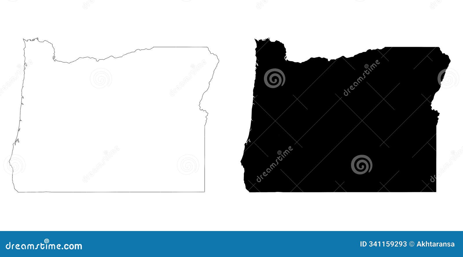 Oregon Administrative Map, Oregon Outline and Counties State Map Set ...