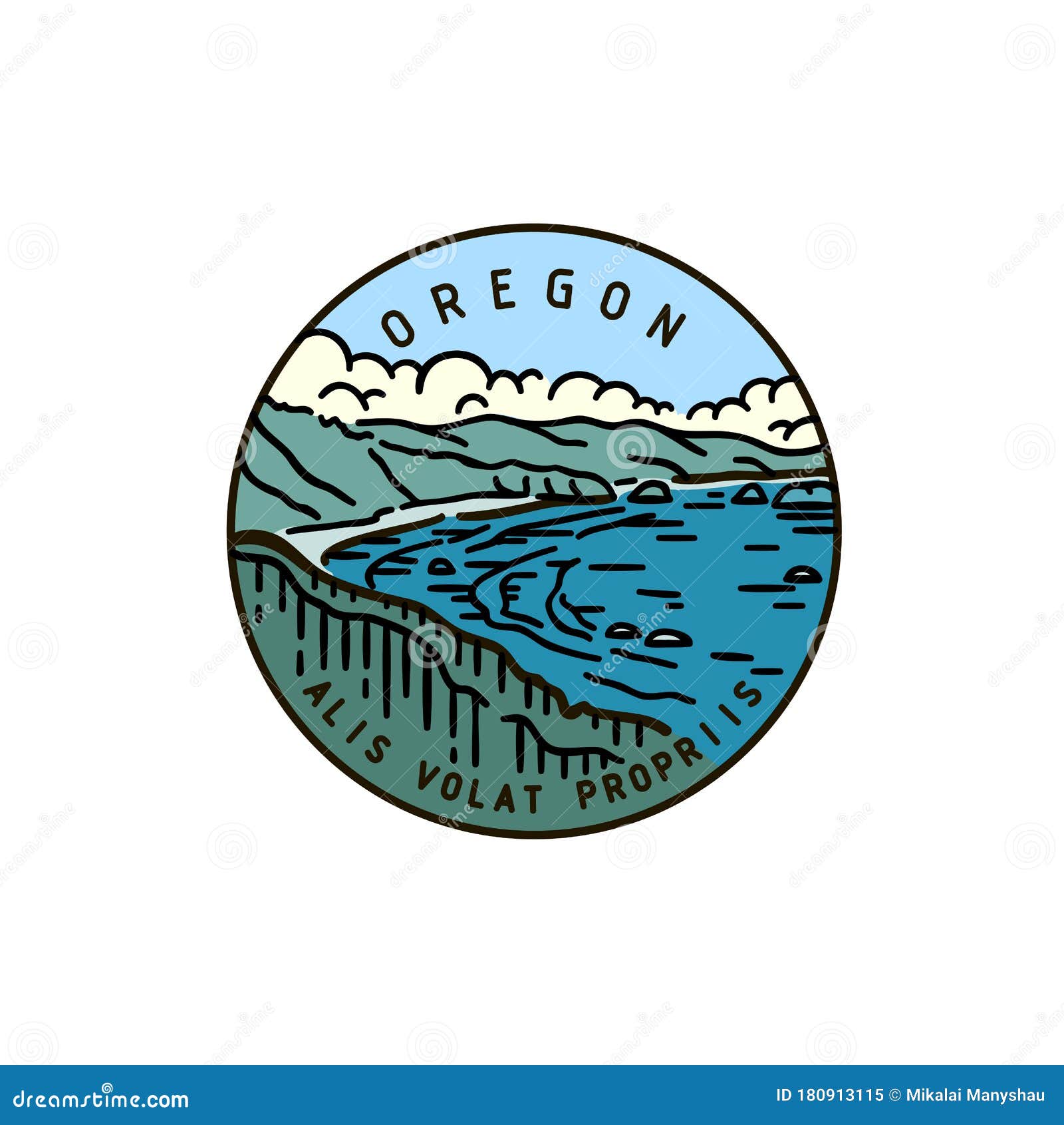 Oregon Bay. Ocean stock vector. Illustration of badge - 180913115