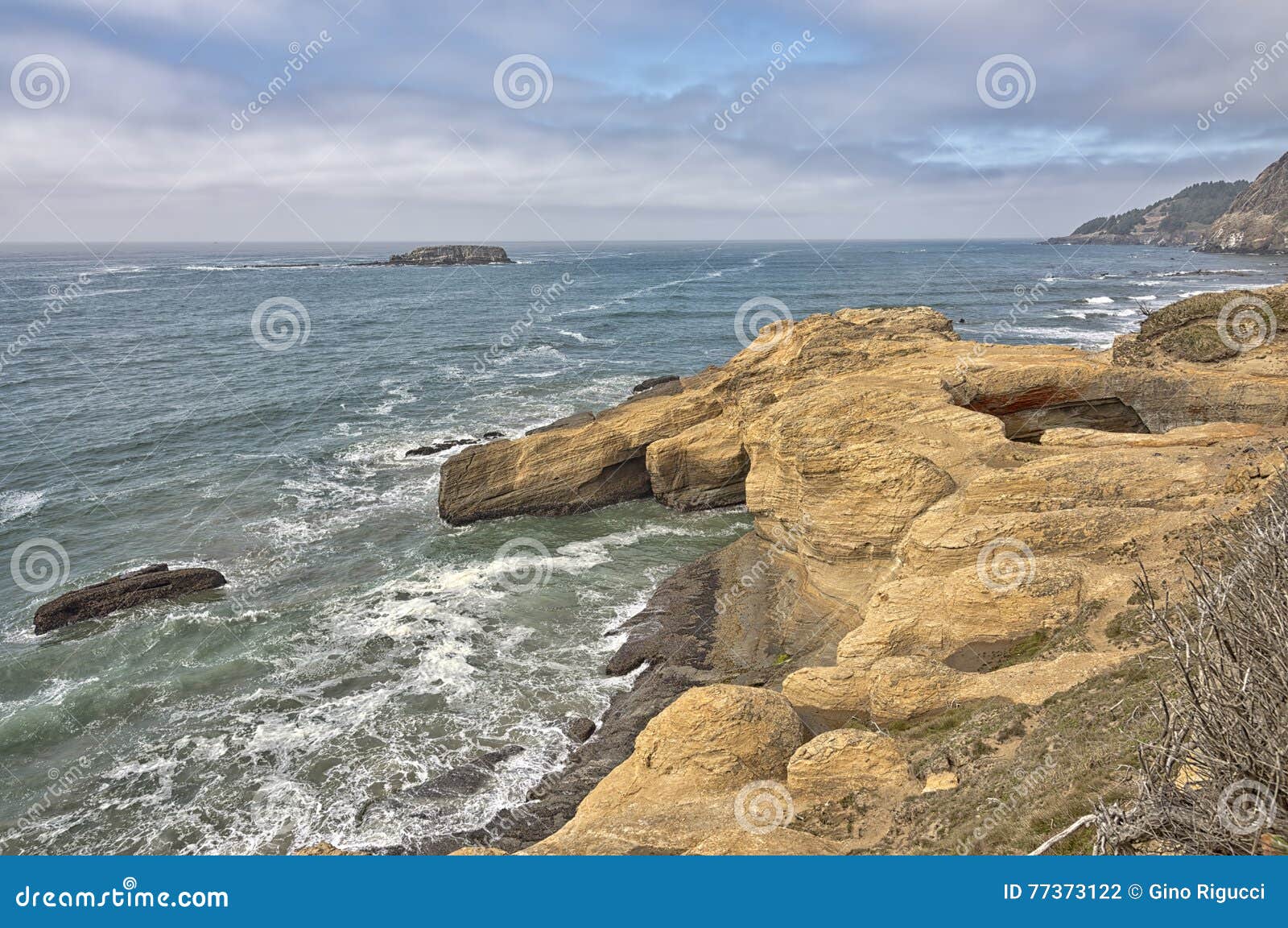 Oregon Coast Cliffs and the Pacific Ocean. Stock Photo - Image of ...