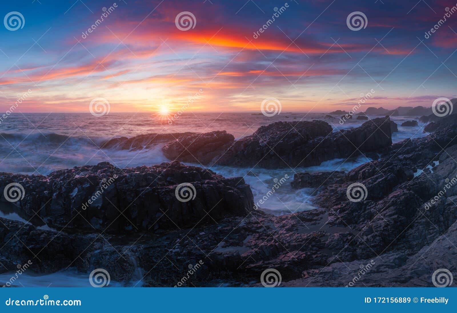 Oregon coast summer sunset stock image. Image of beach - 172156889