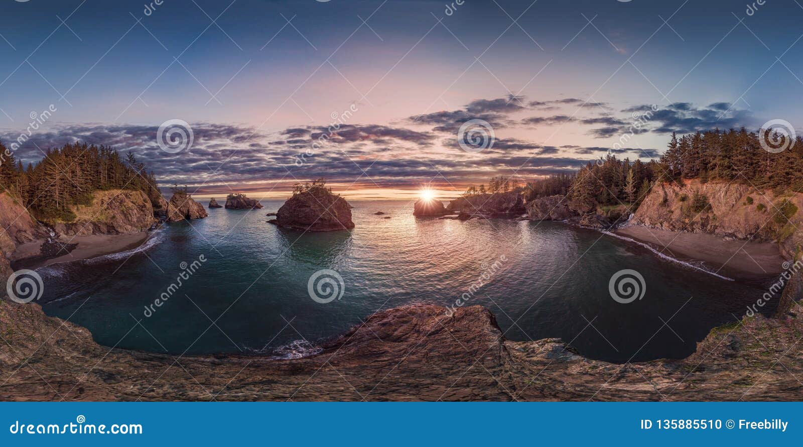 Oregon Coast Sunset 360 Degree Stock Photo - Image of america ...