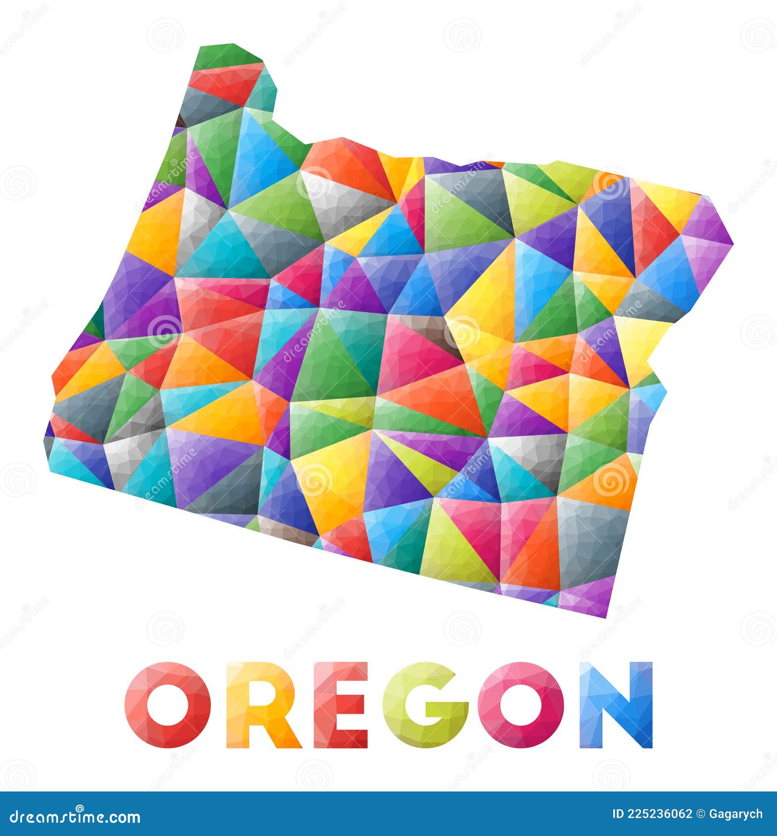 Oregon - Colorful Low Poly Us State Shape. Stock Vector - Illustration ...