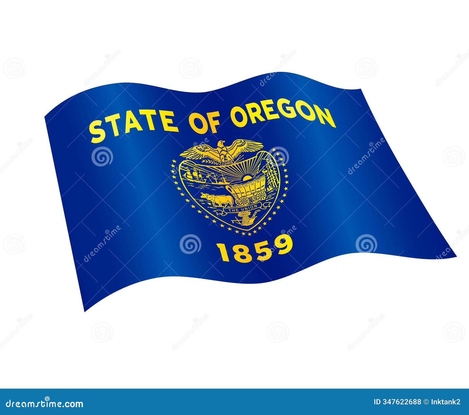 Oregon flag flying waving stock vector. Illustration of flag - 347622688