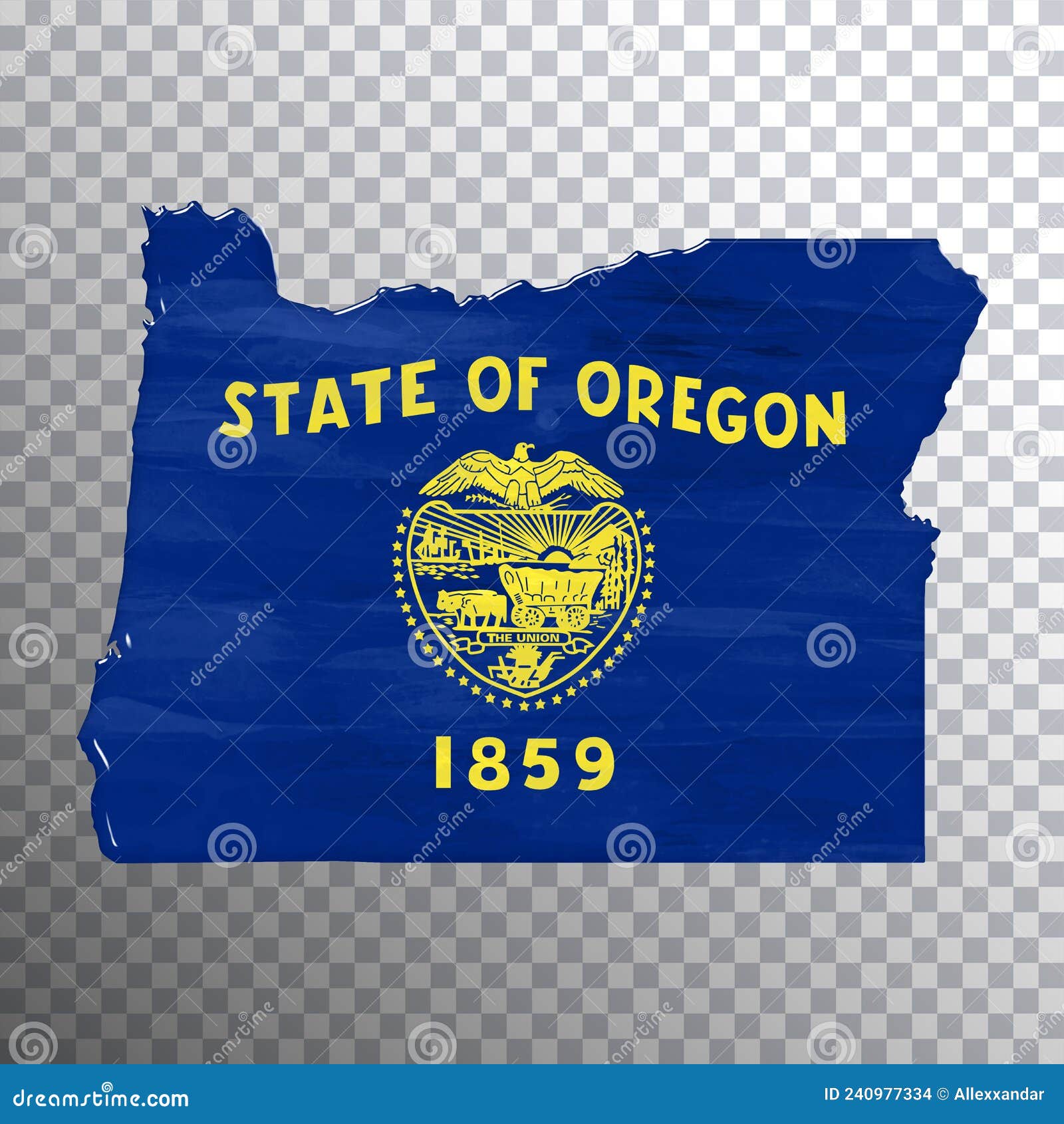 Oregon Flag and Map, Transparent Background Stock Illustration ...
