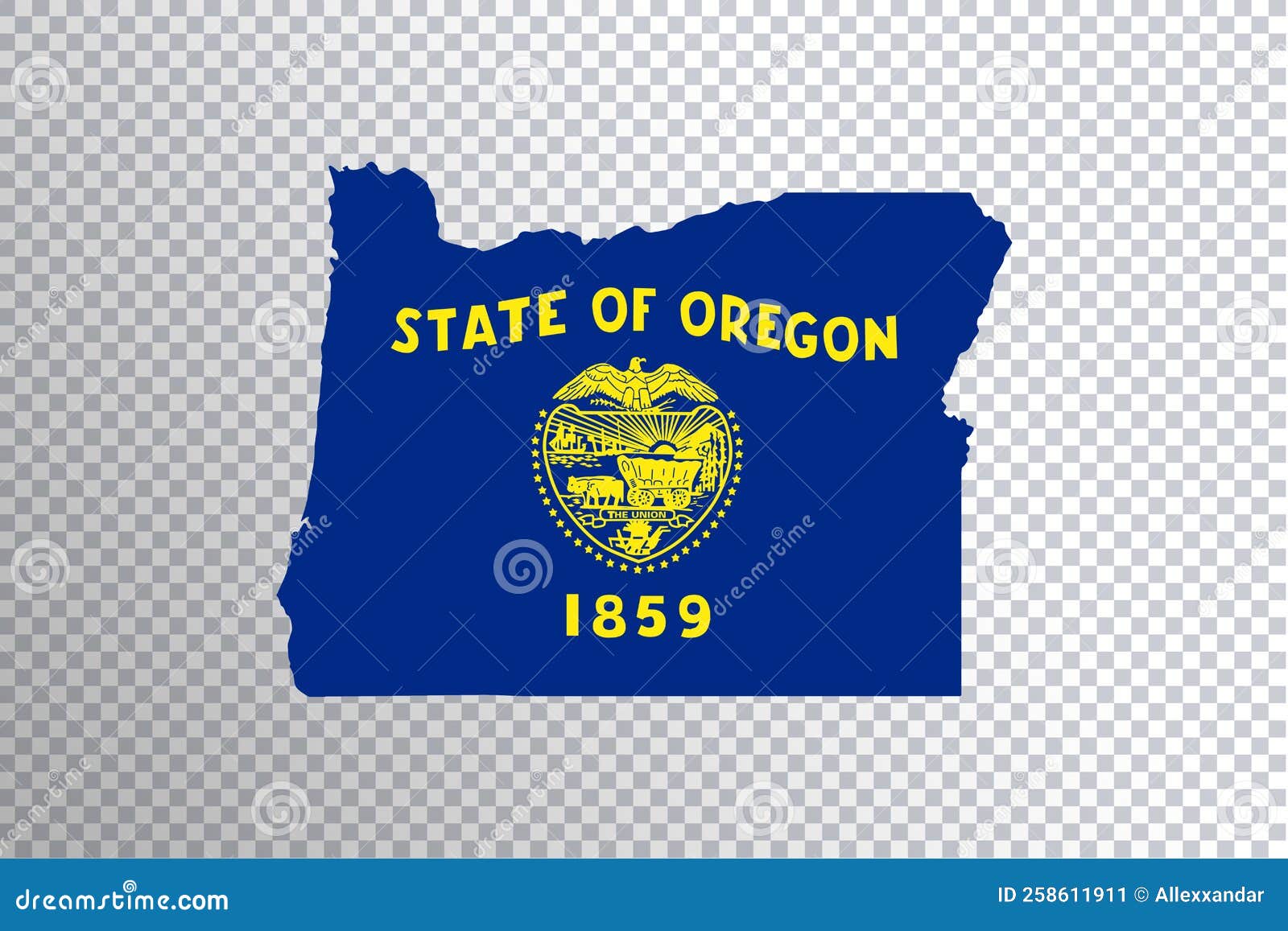 Oregon Flag on Map, Transparent Background Stock Illustration ...