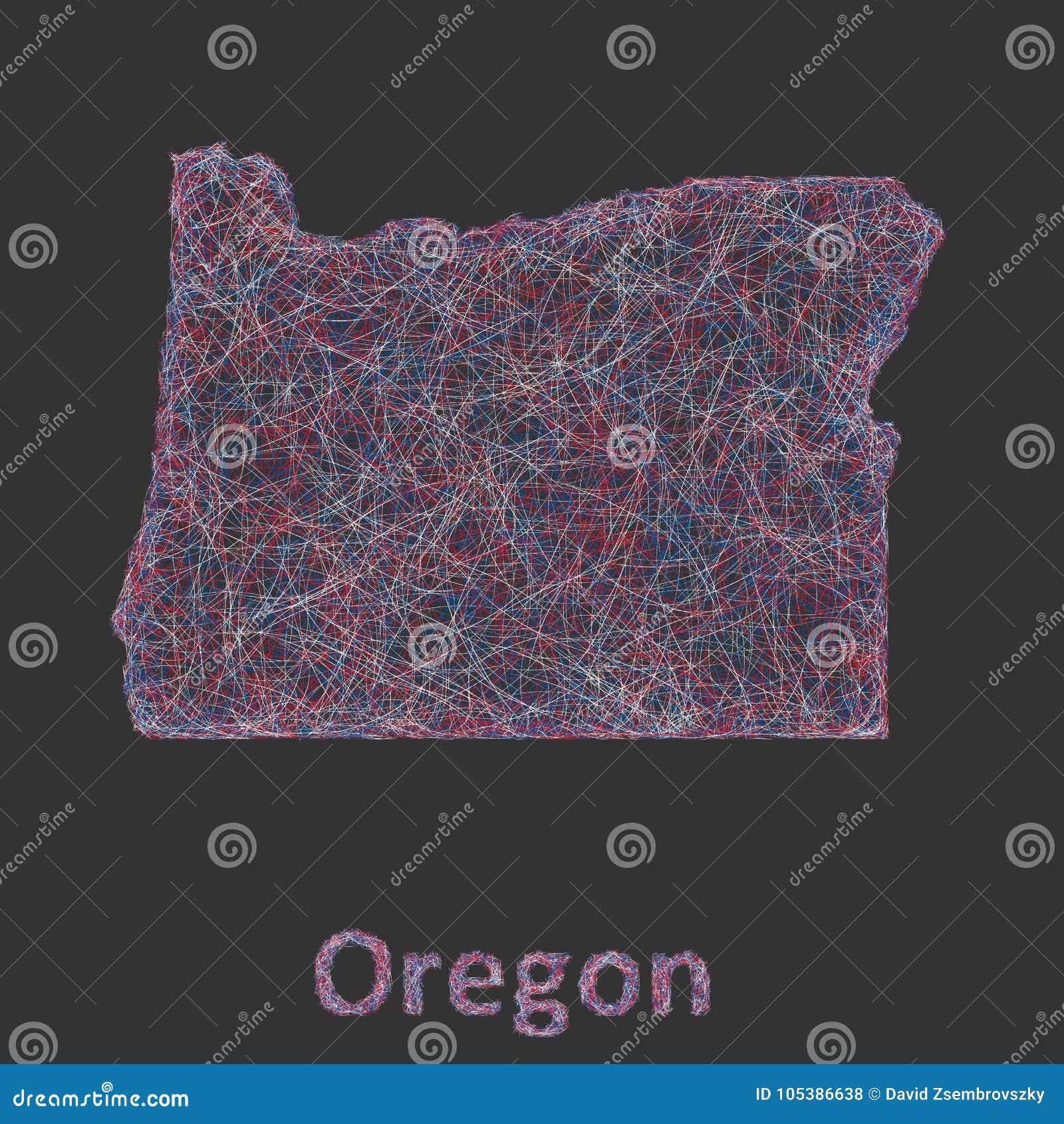 Oregon line art map stock vector. Illustration of multicolor - 105386638