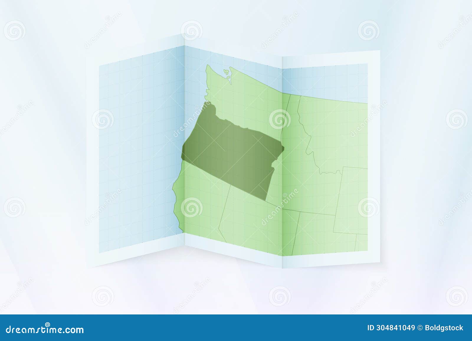 Oregon Map, Folded Paper with Oregon Map Stock Illustration ...