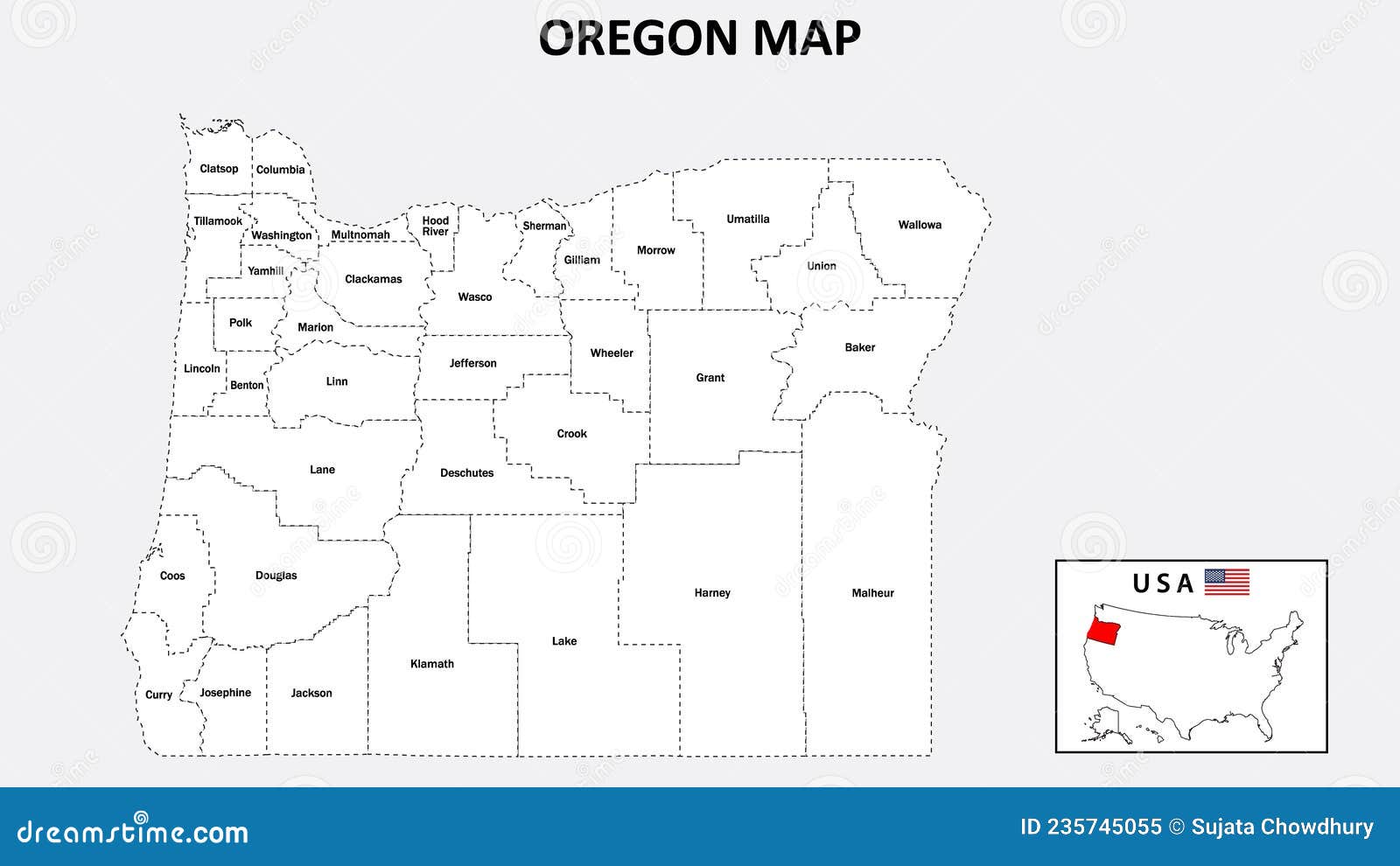 Oregon Map. State and District Map of Oregon Stock Vector ...
