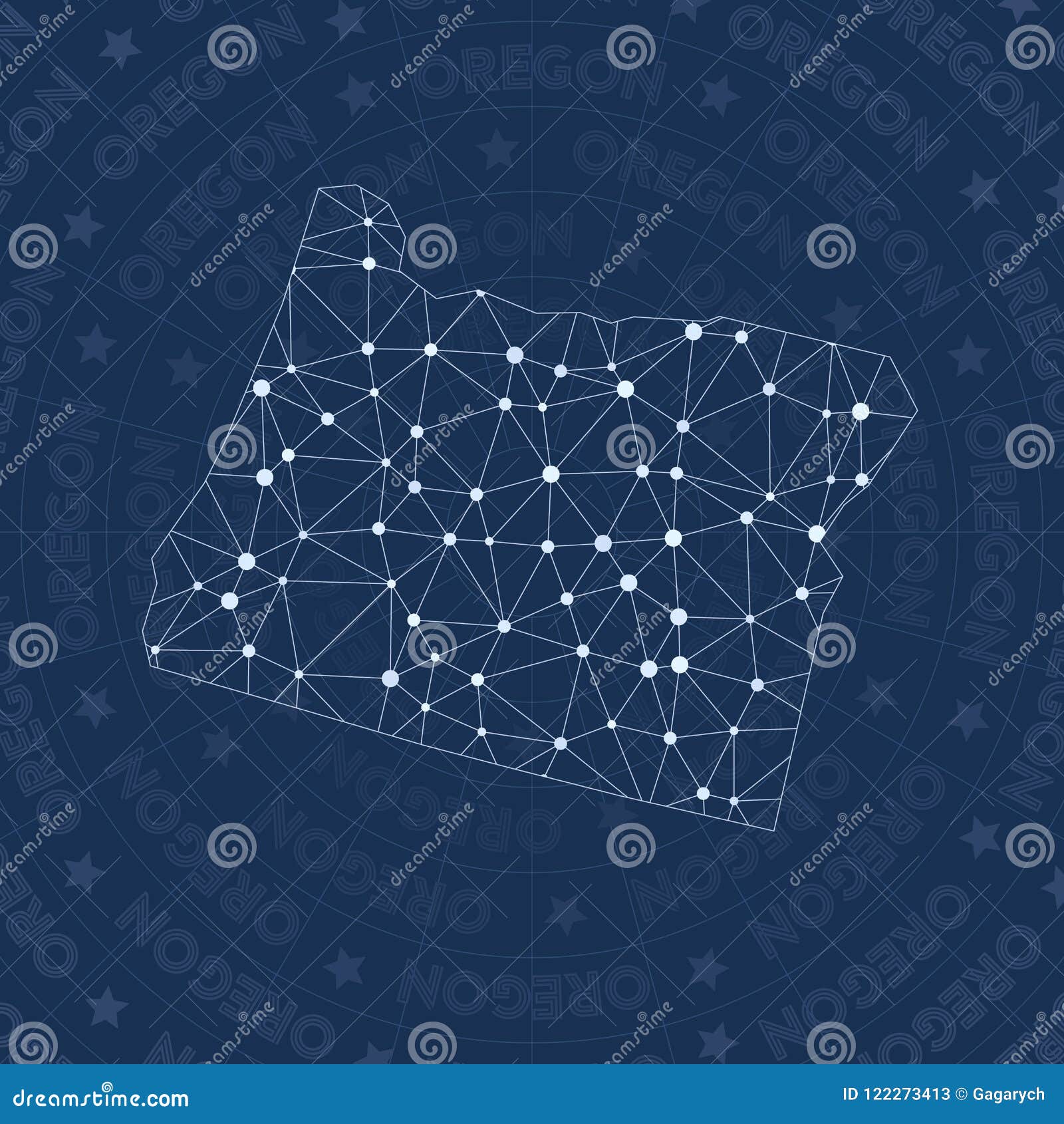 Oregon Network, Constellation Style Us State Map. Stock Vector ...