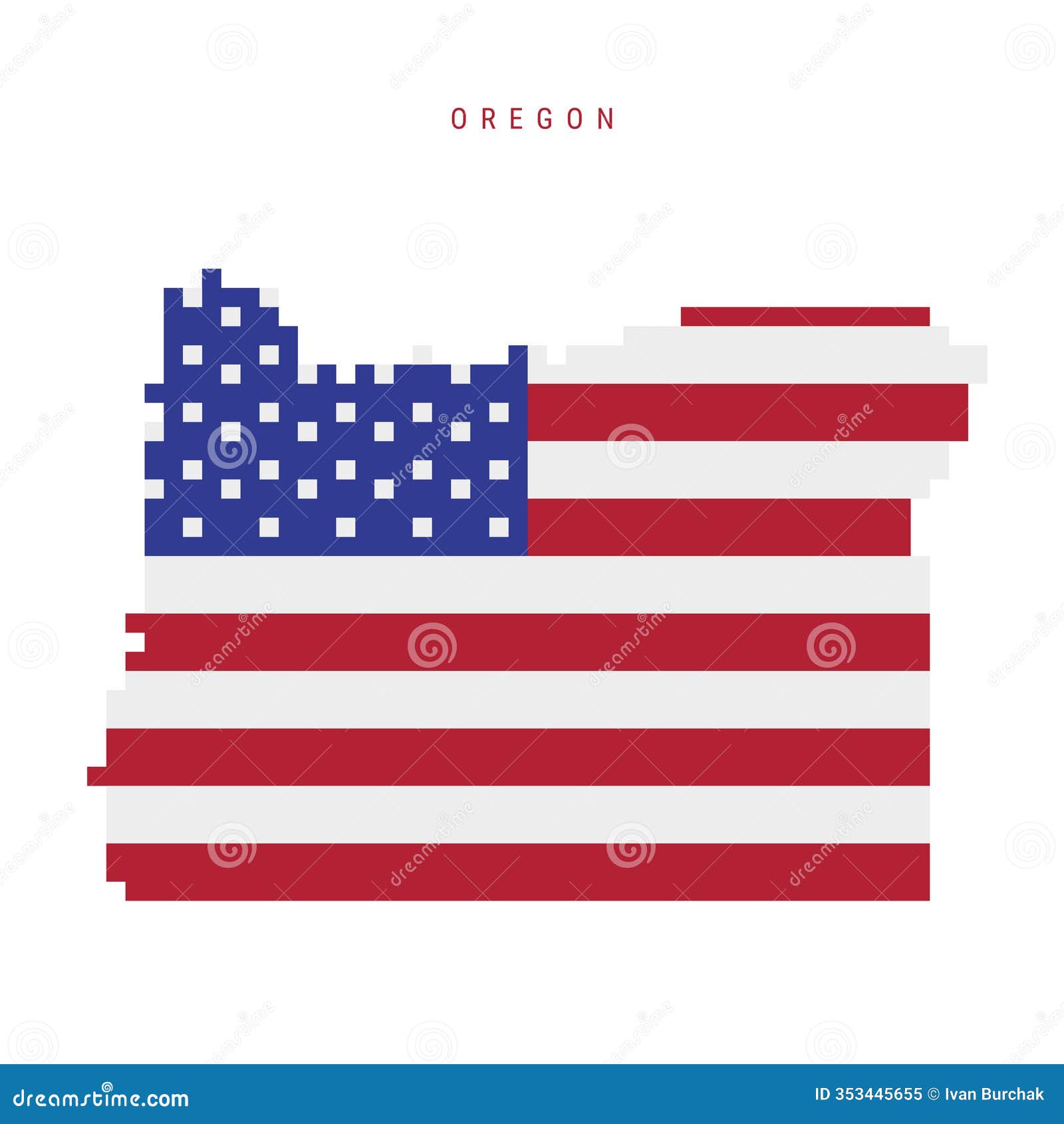Oregon Pixel Flag Map Icon. Flat Vector Illustration Isolated On White ...