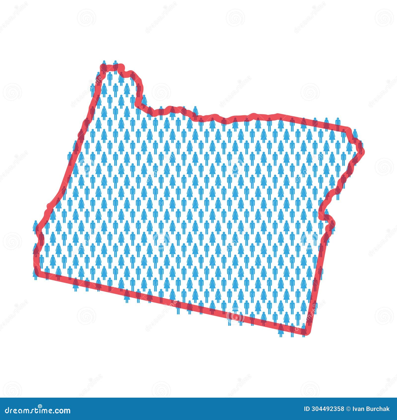 Oregon Population Map. Stick Figures People Map. Pattern of Men and ...