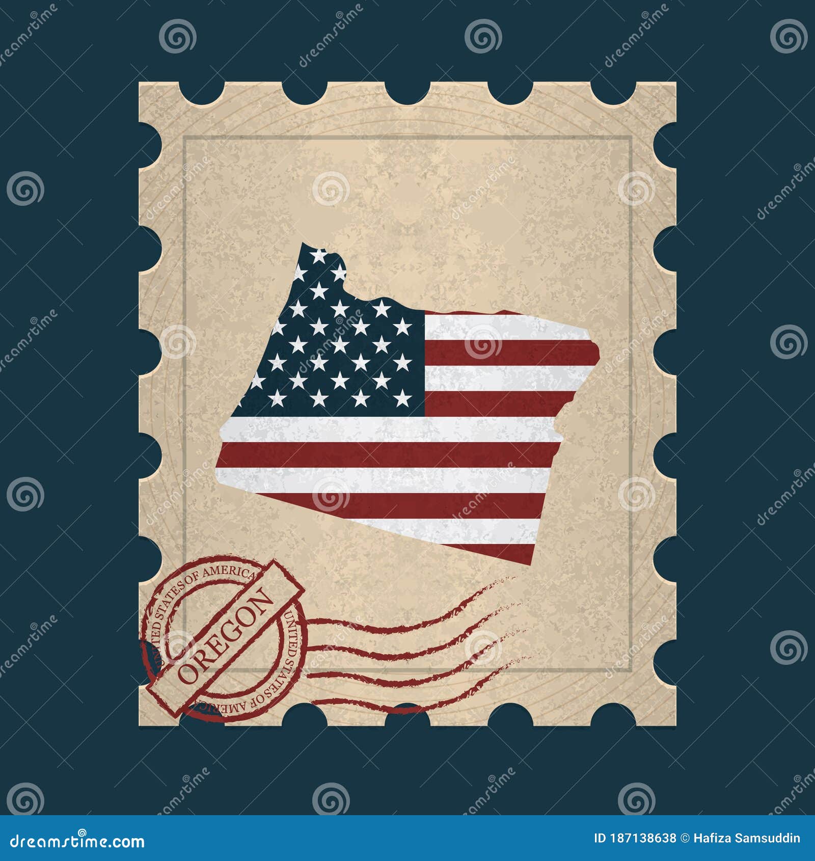 Oregon Postage Stamp. Vector Illustration Decorative Design Stock ...