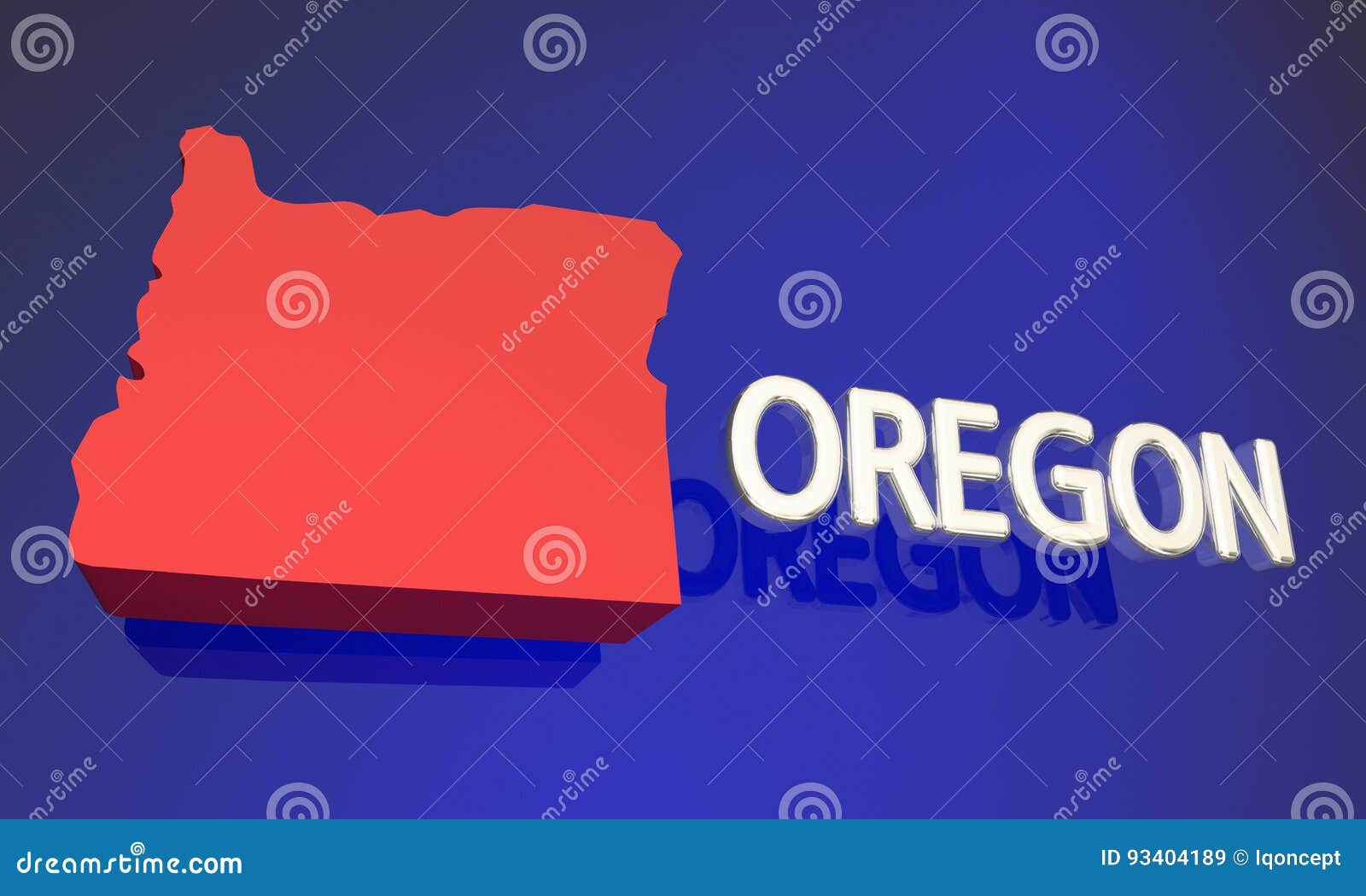 Oregon or Red State Map Name Stock Illustration - Illustration of ...
